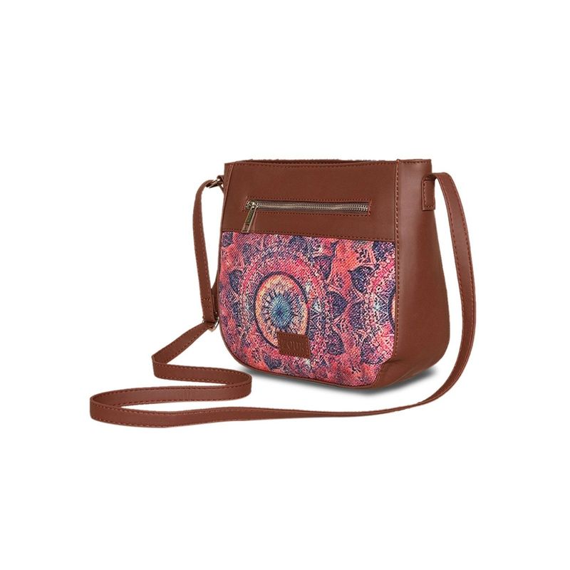 Buy Zouk Women Handcrafted Chakra Printed U Shaped Sling Bag-Pink Online