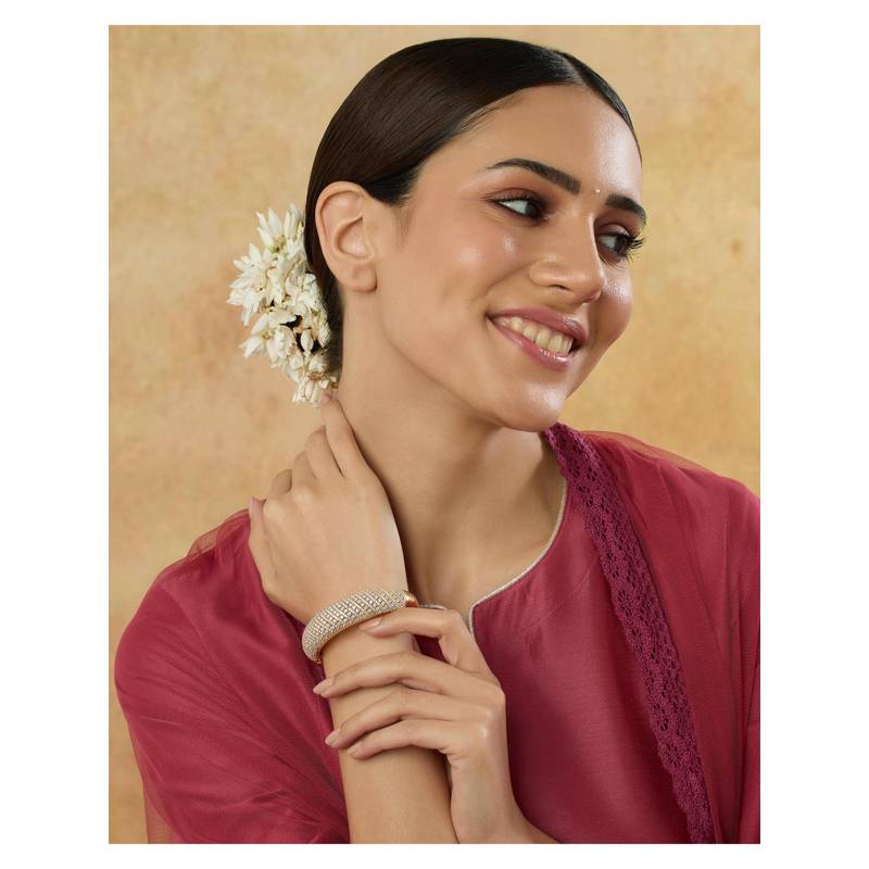 Buy Indinoor Gold Zircon Cocktail Cuff Online