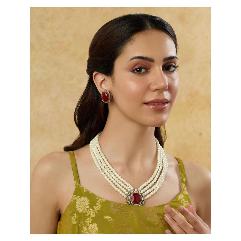 Buy Indinoor Manik Pearl Cocktail Necklace Set Online