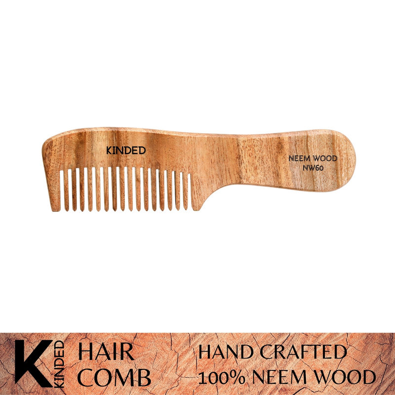 Buy KINDED Handmade Oil Treated Wooden Hair Comb - Neem Wood NW60 ...