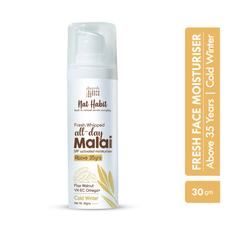 Buy Nat Habit Flax Walnut Malai Face Moisturizer For Glowing Skin, Cold ...