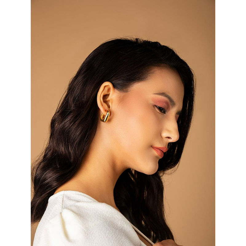 Buy PRITA Solid Heart Glam Gold-Plated Earrings Online