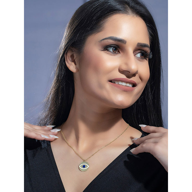 Buy PRITA Blue Gold Plated Evil Eye Necklace Online