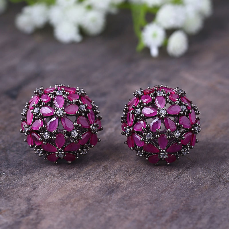Buy SHOSHAA Red Small Round Studs Online