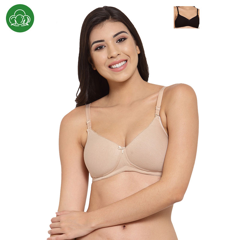 Buy Inner Sense Organic Cotton Antimicrobal Padded t-shirt Bra Pack of 2-Multi-Color (Pack of 2 ...