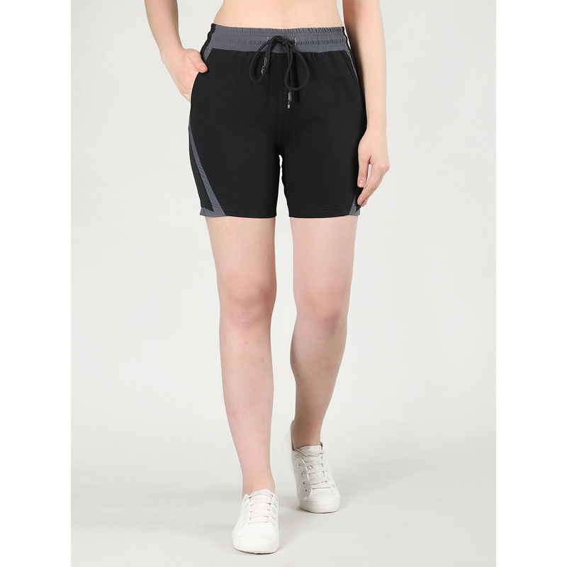 Buy CHKOKKO Solid Black Activewear Shorts for Women Online