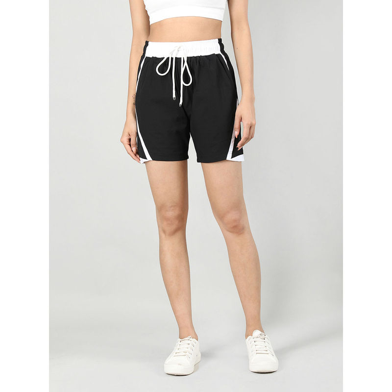 Buy CHKOKKO Solid Black Activewear Shorts for Women Online