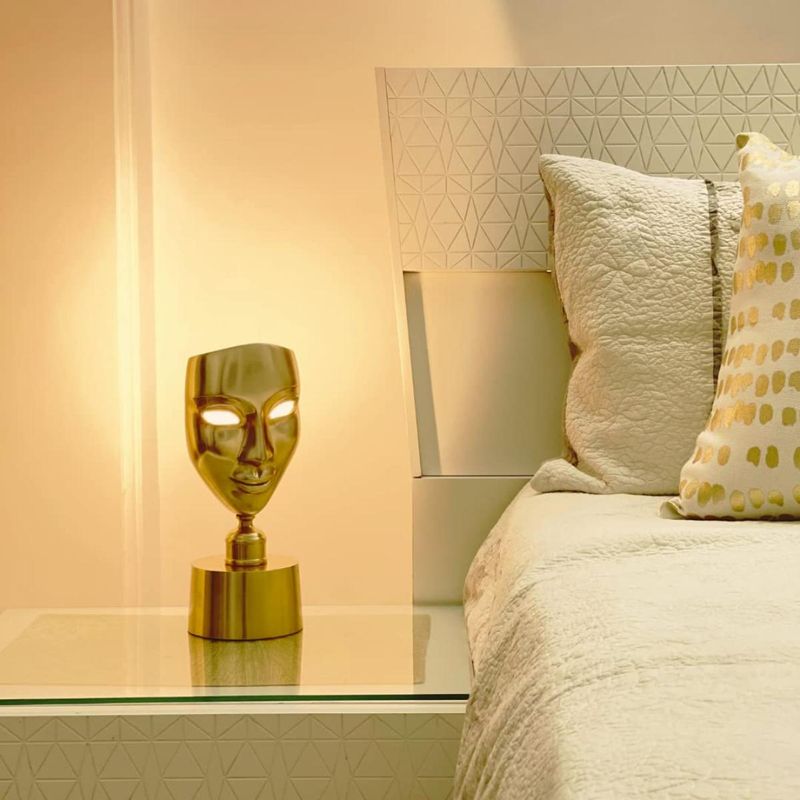 Buy CasaGold Face Quirky Brass Gold Metal Table Lamp Lamps For Living ...