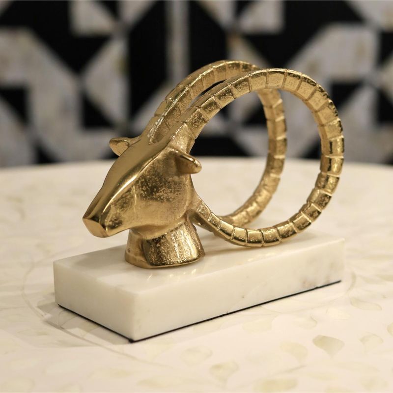 Buy CasaGold Premium Ibex Golden Metal Figurine-Elegant Marble ...
