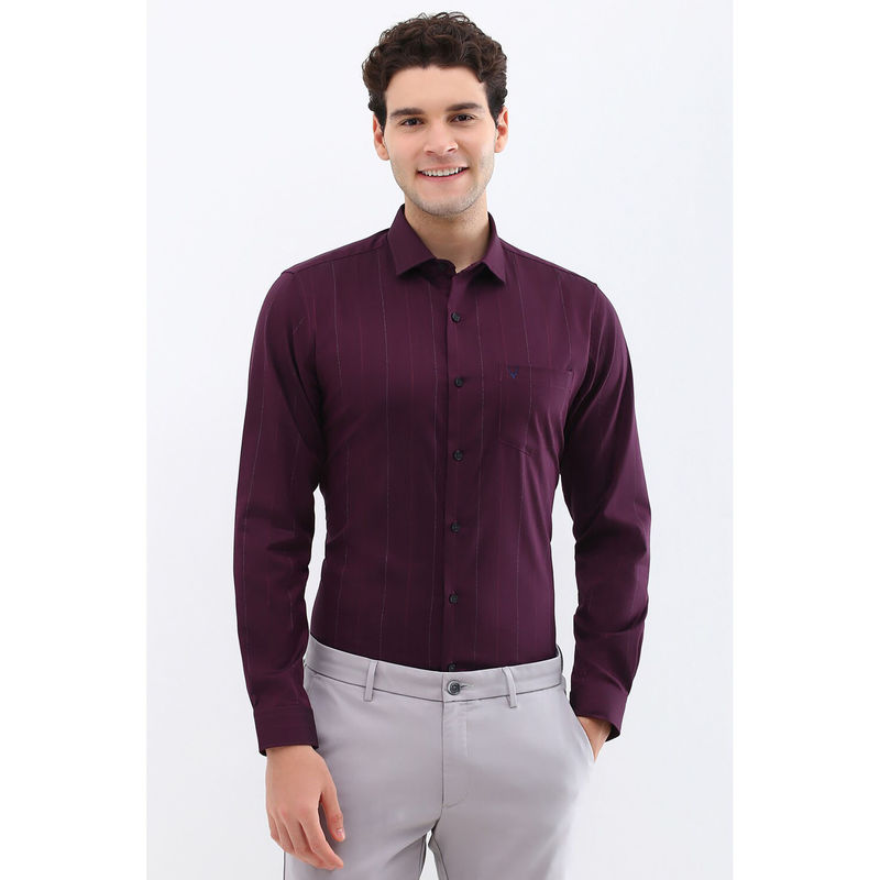 Buy Allen Solly Men Purple Slim Fit Stripe Full Sleeves Formal Shirts ...