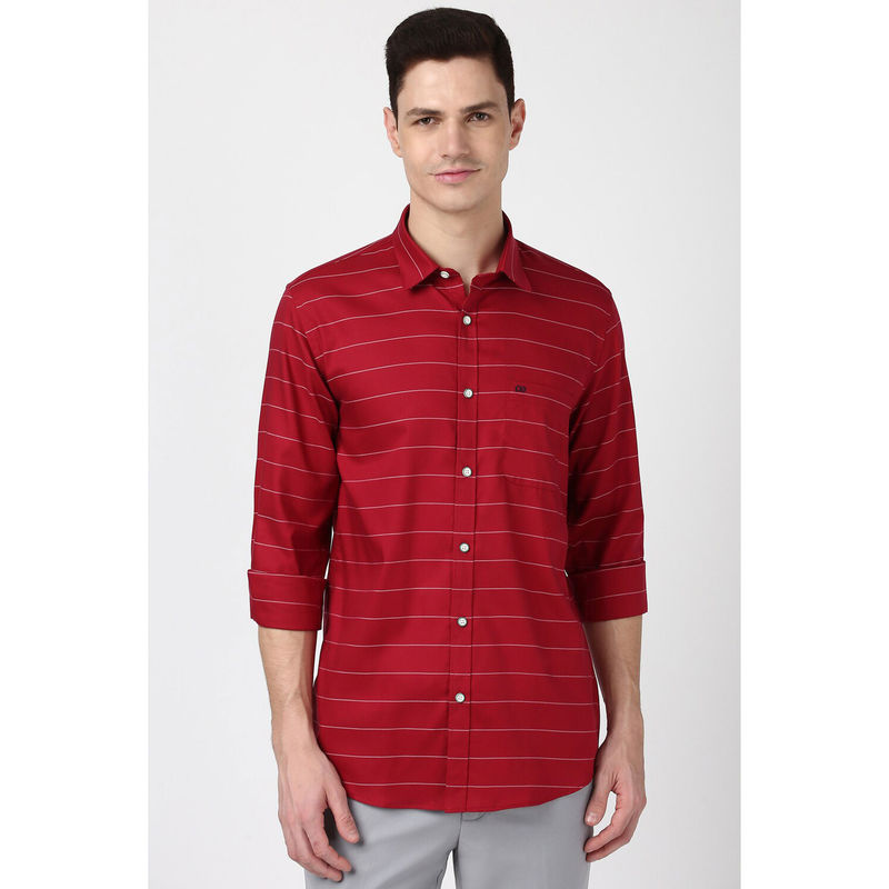Buy Peter England Men Red Slim Fit Stripe Shirt Online
