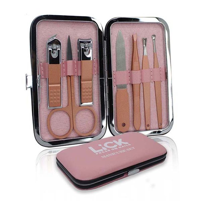 Buy LiCK Stainless Steel Rose Gold Mini Manicure Pedicure Grooming Kit ...