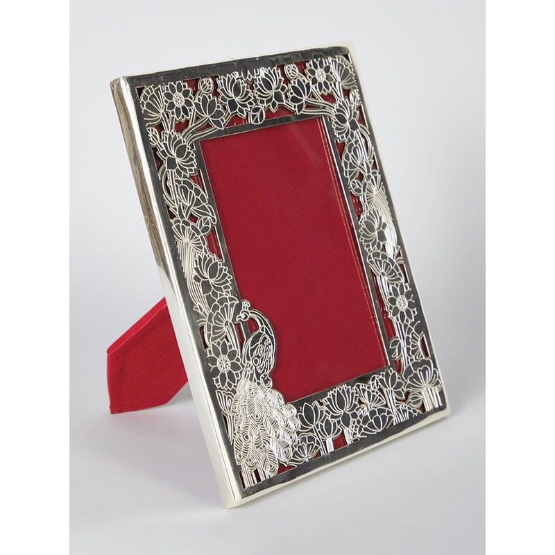 Buy Assemblage Peacock Lotus Silver Plated Brass Photo Frame Online
