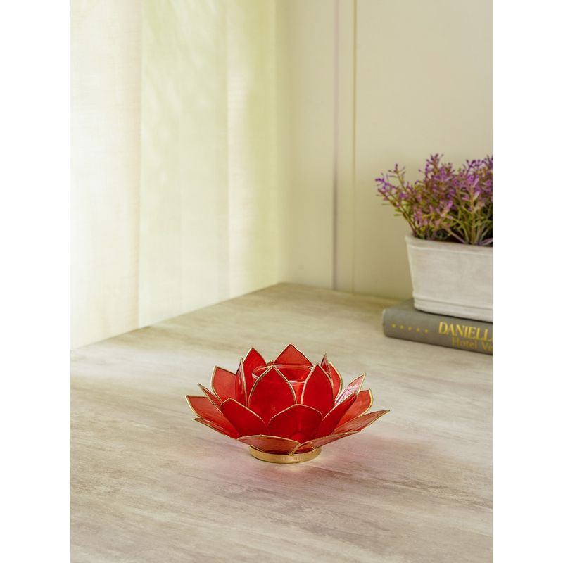 Buy Pure Home + Living Florance Red Capiz Lotus Tea Light Holder Online