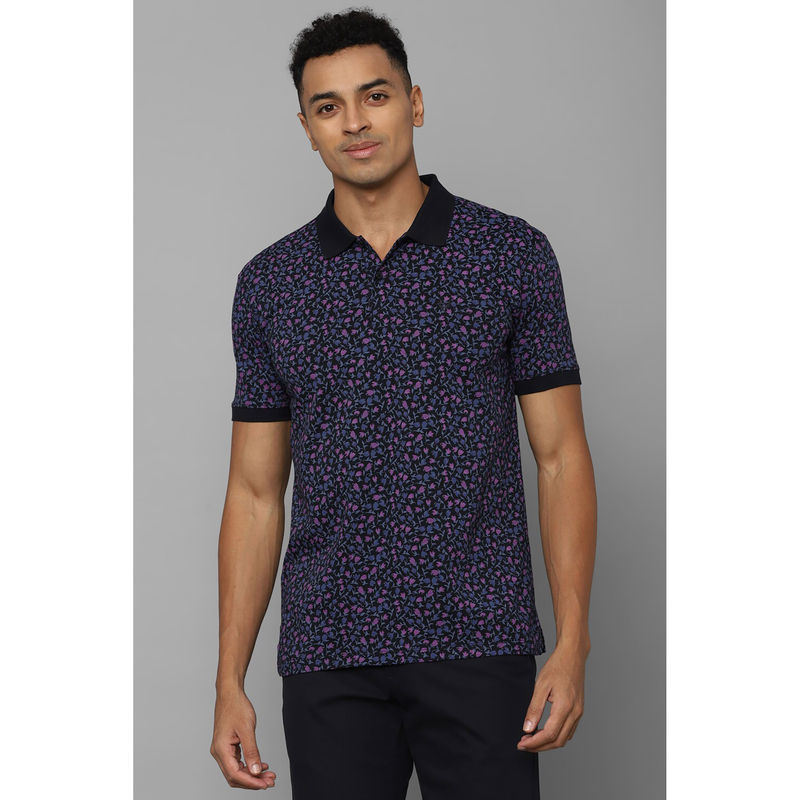 Buy Allen Solly Men Navy Print Polo Neck T-Shirt Online