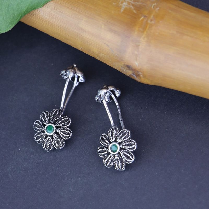 Buy I Jewels Silver Oxidised Ear cuff Bugadi Earrings -E3162G Online