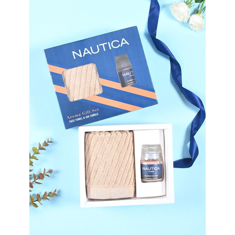 Buy Nautica Fluffy Cotton Face Towel Set with Reed Diffuser and Jar ...