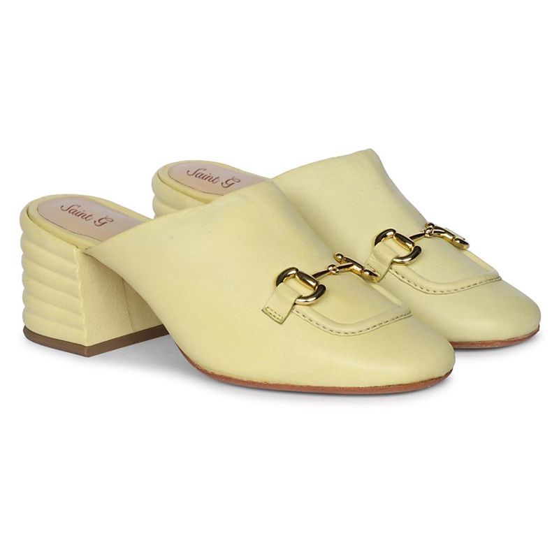 Buy Saint G Liona Yellow Leather Mule Heels Online