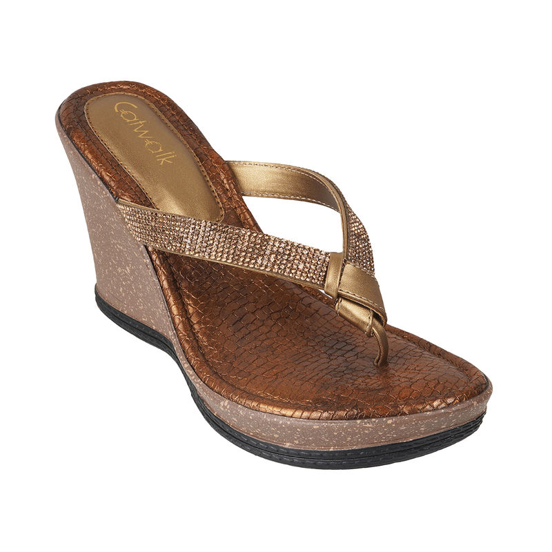 Buy Catwalk Women Round Toe Brown Wedges Online