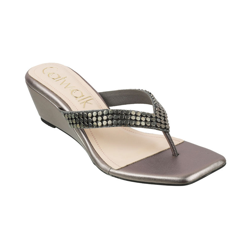 Buy Catwalk Women Square Toe Silver Heeled Sandals Online