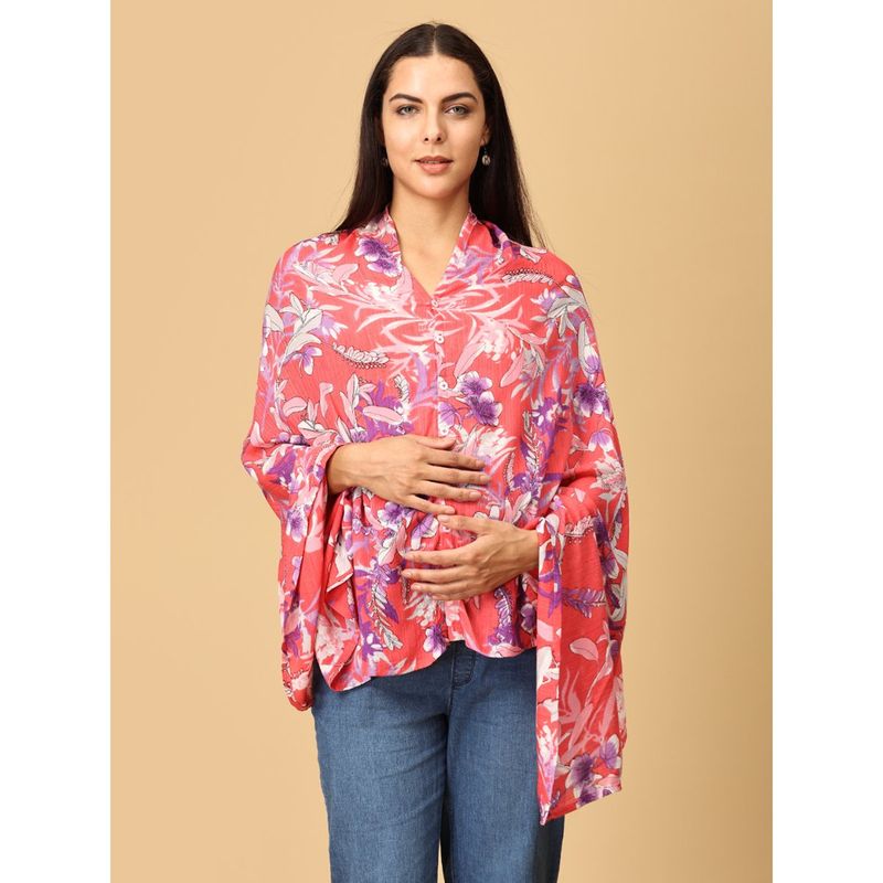 Buy The Mom Store Red Rosy Bloom Nursing Cover Top Online