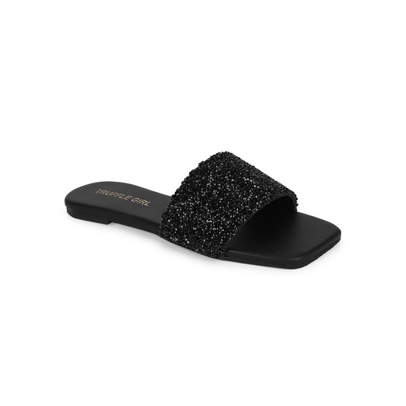 Buy Truffle Collection Black Embellished Flats Online