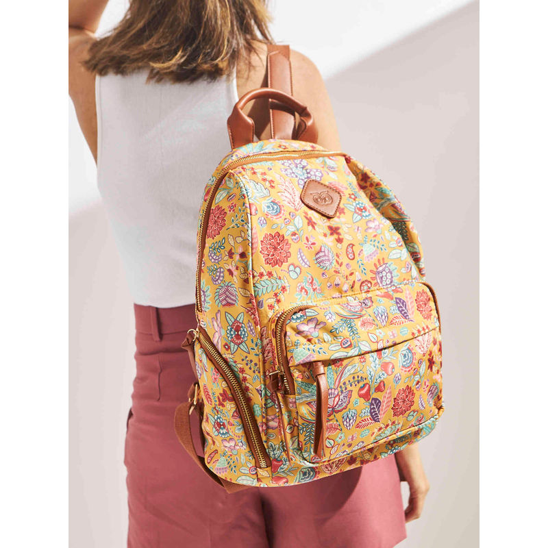 Buy Chumbak Batik Bloom Backpack - Mustard Online