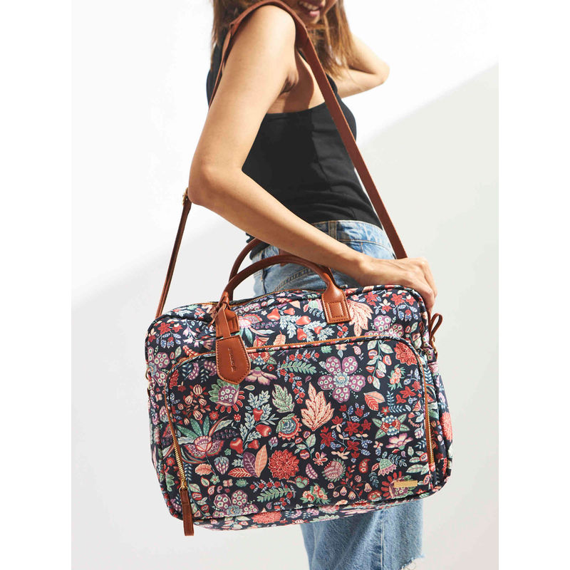 Buy Chumbak Batik Bloom Laptop Bag - Navy Online