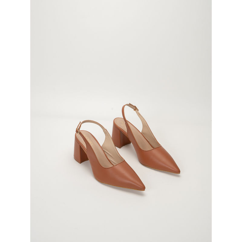 Buy SCENTRA Leslie Pointed Toe Sling Back Heels Tan Online