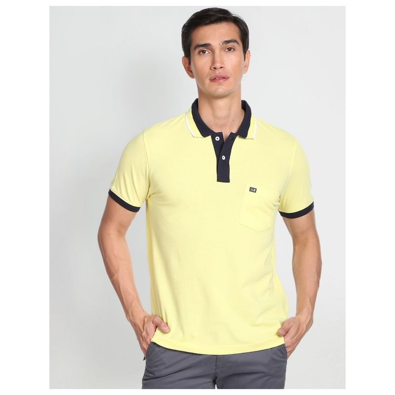 Buy Arrow Sports Contrast Placket Solid Polo T-Shirt Online