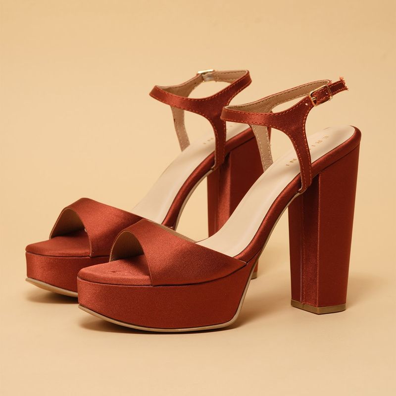 Buy Eridani Kery Rust Block Heels Sandals Online