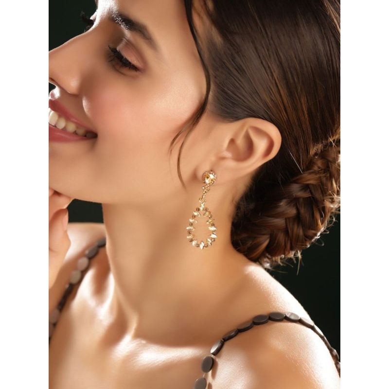 Buy PRITA Gold Plated Crystal Drop Earrings Online
