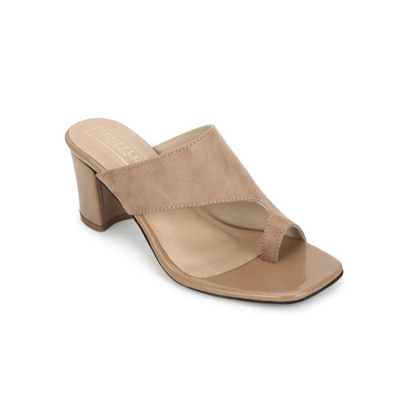 Buy Truffle Collection Beige Suede Square Toe Mules Online
