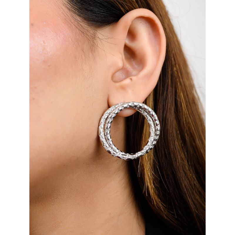 Buy METALM Twin Circle Statement Earrings Online