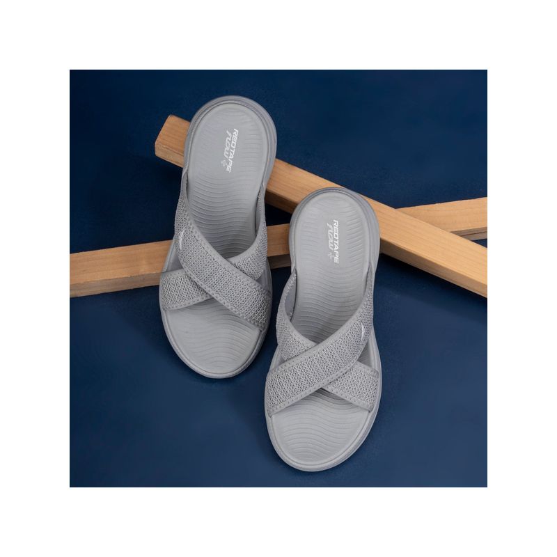 Buy Red Tape Women Textured Grey Sandals Online