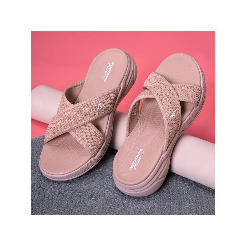Buy Red Tape Women Textured Peach Sandals Online