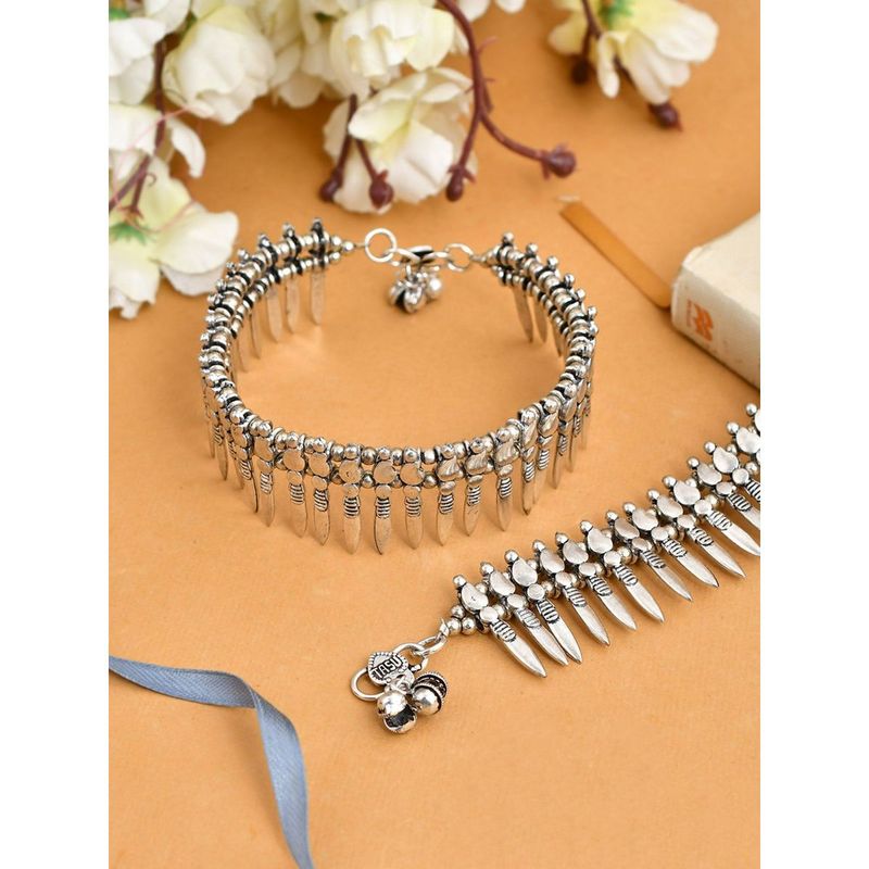 Buy Silvermerc Designs Traditional Oxidised Silver Plated Heavy Bridal ...