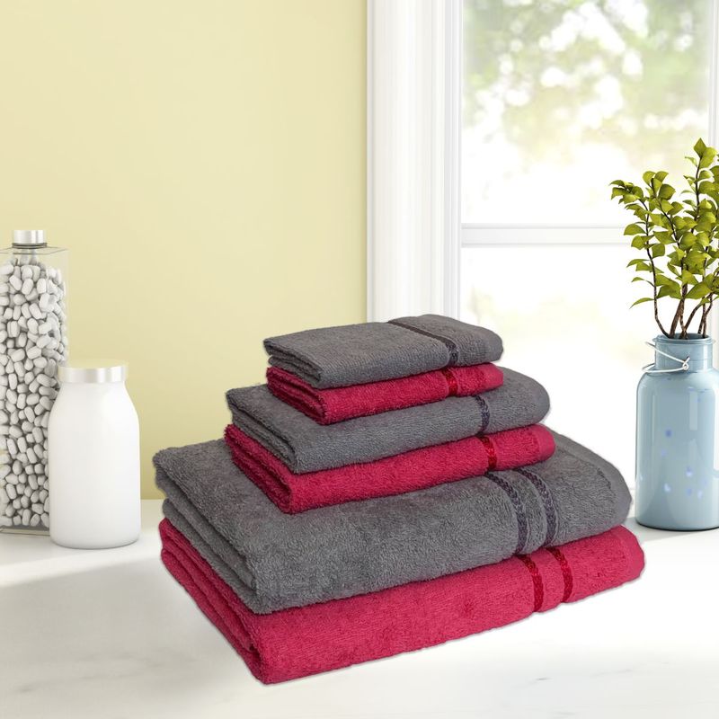 Buy Spaces Quick Dry Multicolour 2 Bath Towels, 2 Hand Towels, 2 Face ...