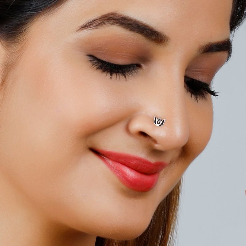 Buy GIVA Oxidised Silver Lotus Nose Pin for Womens and Girls Online