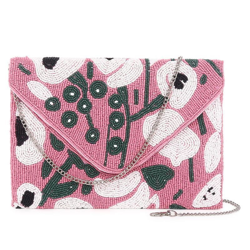 Buy SWISNI Designer Heavy Beaded Pink Beaded Clutch Online