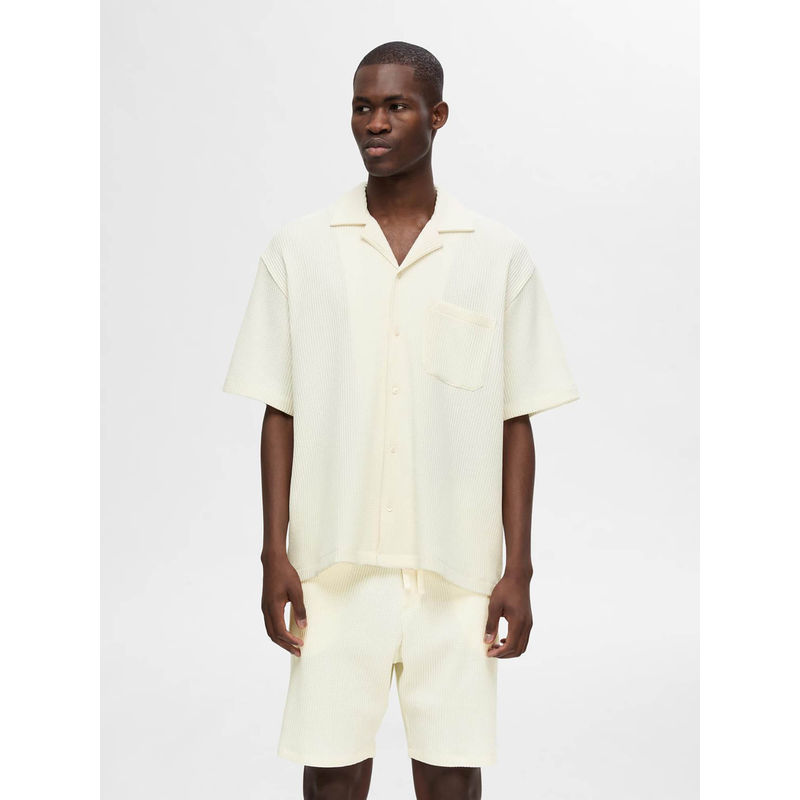 Buy SELECTED HOMME Off White Cuban Collar Casual Shirt Online