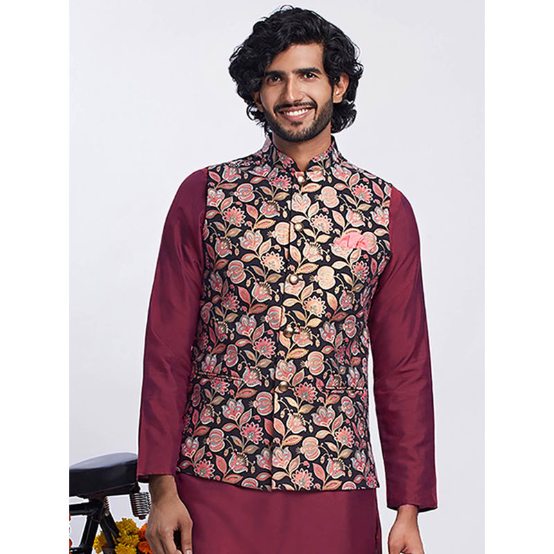 Buy KISAH Men Black Nehru Jacket Online