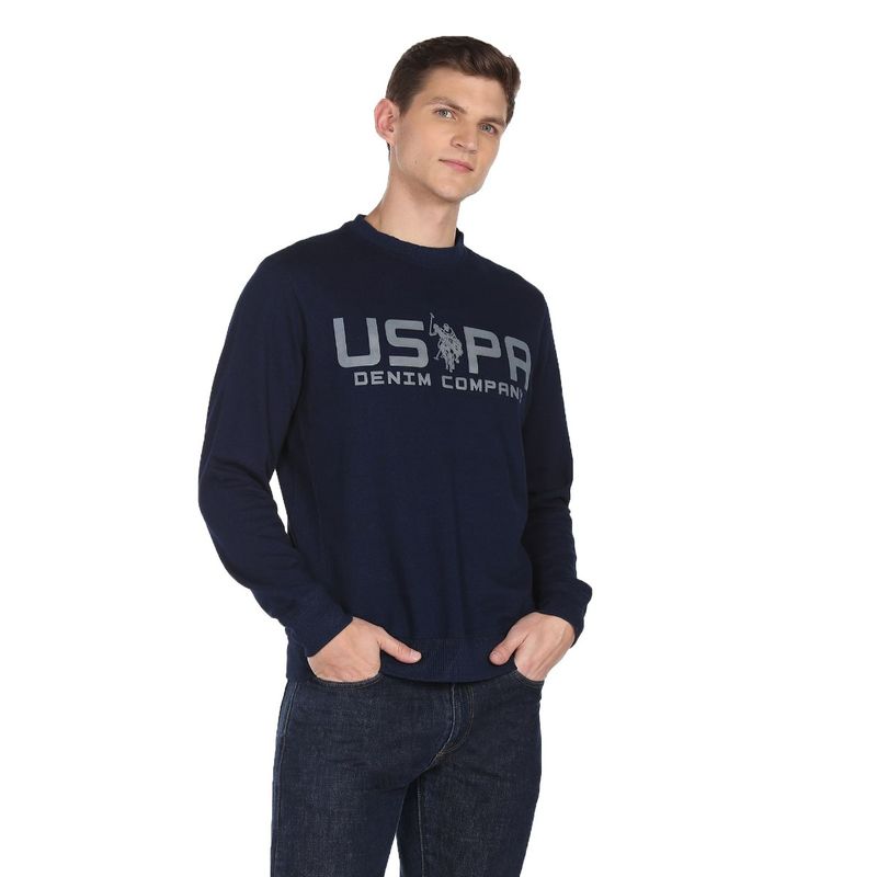 Buy U.S. Polo Assn. Denim Co. Men Navy Brand Print Pure Cotton ...