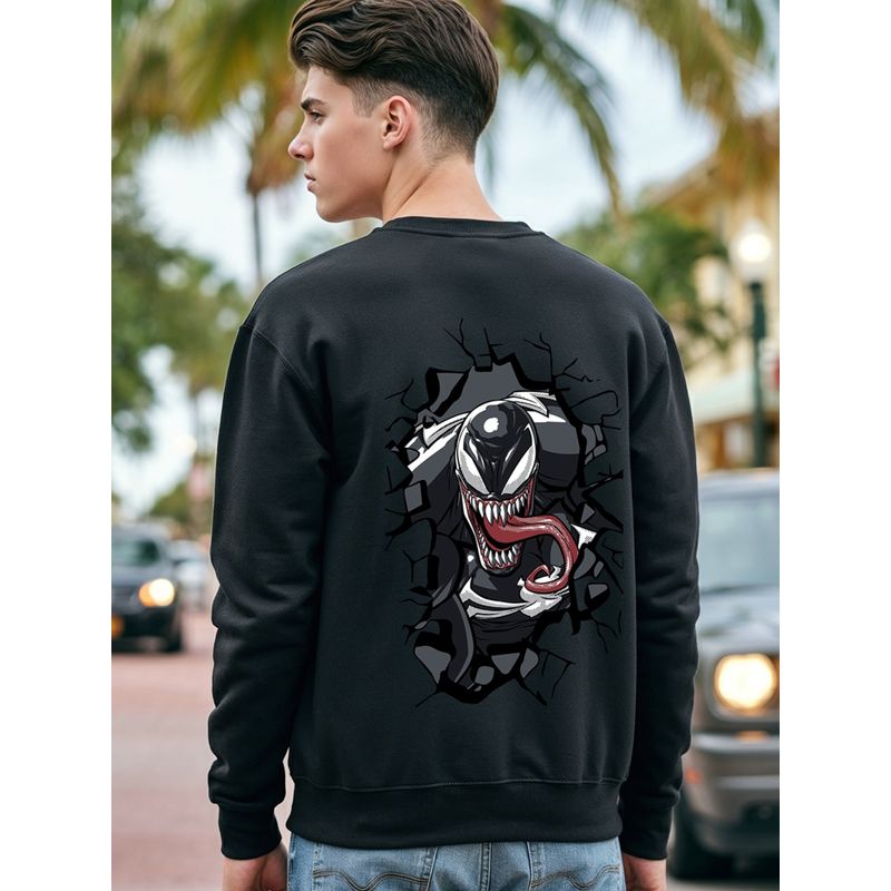 Buy Bewakoof Official Marvel Men's Black Venom Street Graphic Printed ...
