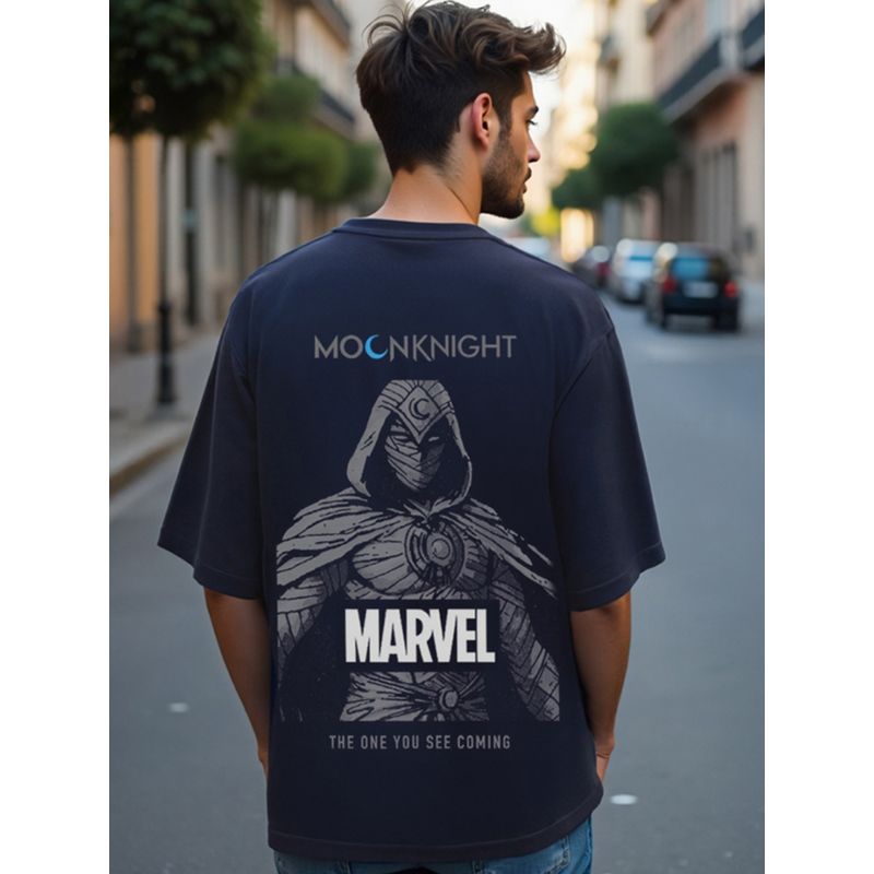 Buy Bewakoof Official Marvel Men's Blue Marvel Moon Knight Graphic ...