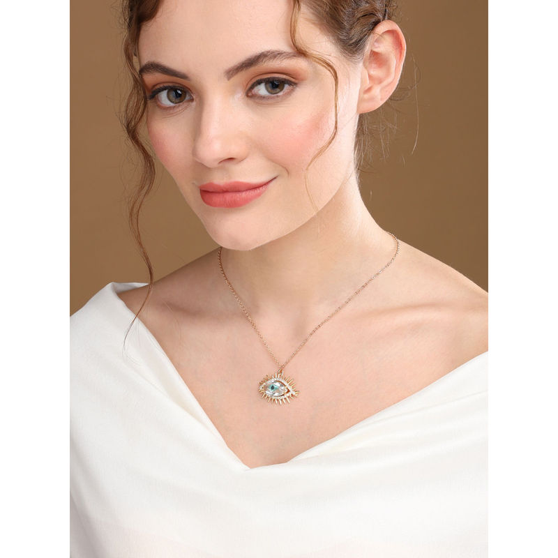Buy Prita Studded Evil Eye Link Chain Gold-Plated Necklace Online