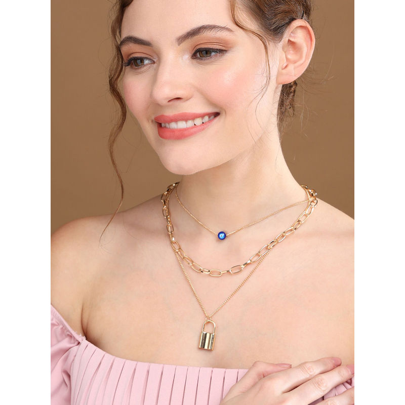 Buy Prita Evil Eye Gold Plated Layered Necklace Online
