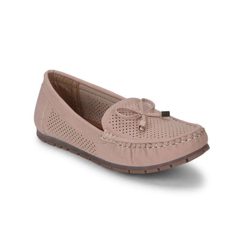 Buy Truffle Collection Nude Pu Loafers With Bow Online