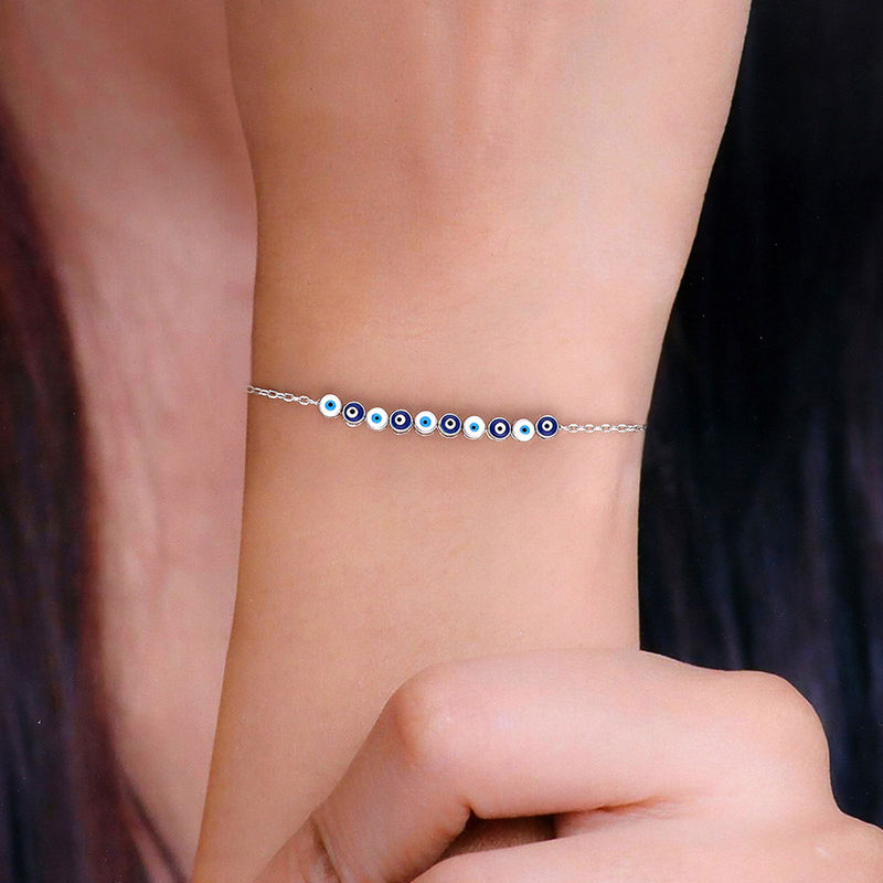 Buy Kai Jewel Sterling Silver Trendy Evil Eye String Multi-Colour ...