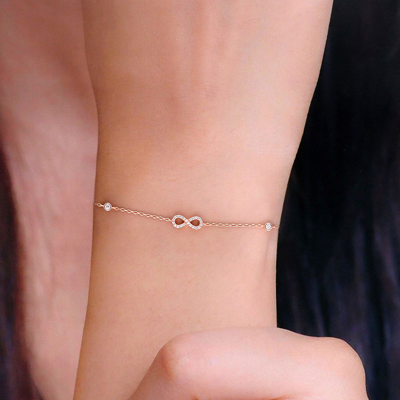 Buy Kai Jewel Sterling Silver Rose Gold Minimal Single Layered Infinity Casual Bracelet Online